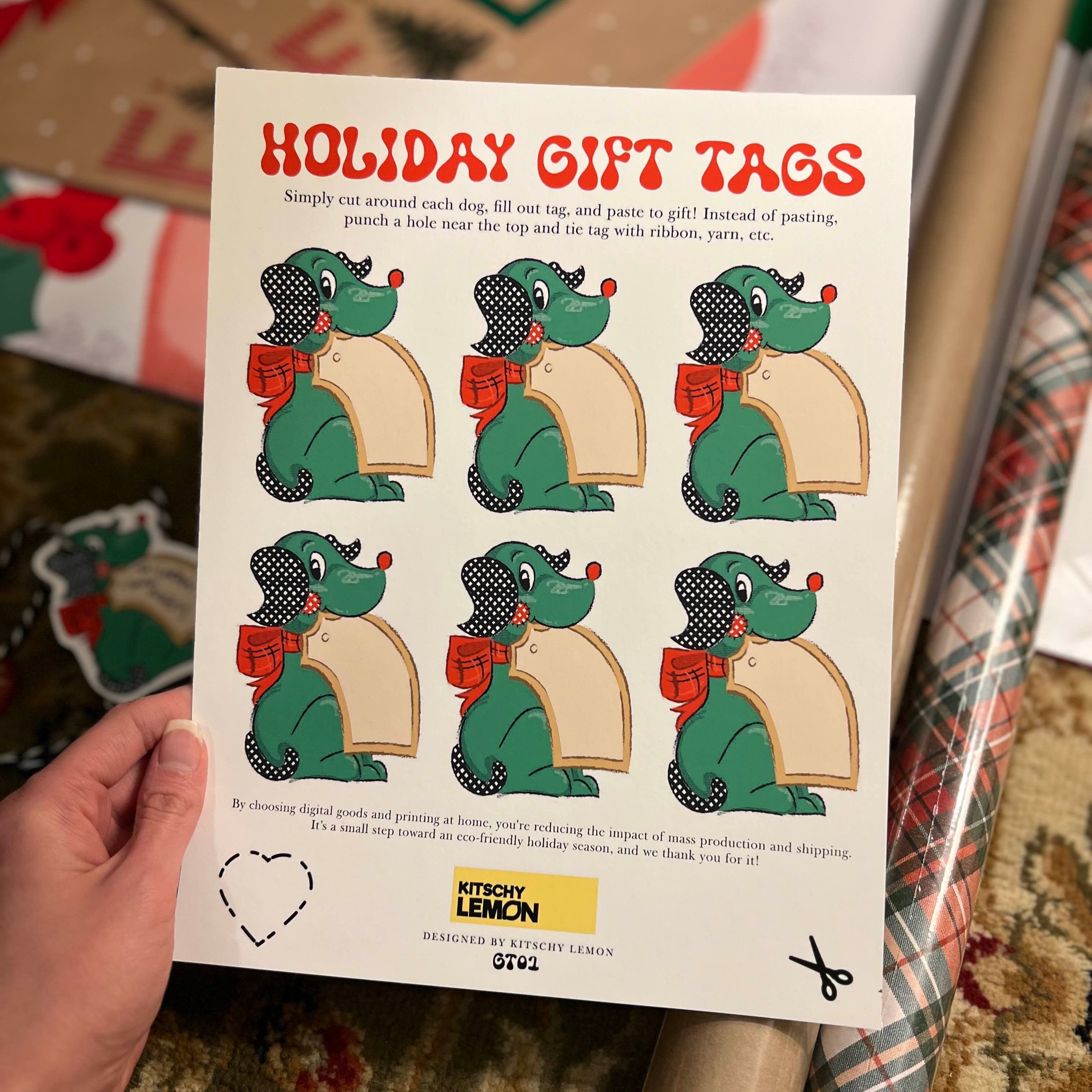 Free Patchwork Dog Gift Tags (Printable PDF & PNG) 🎁 – Kitschy Lemon